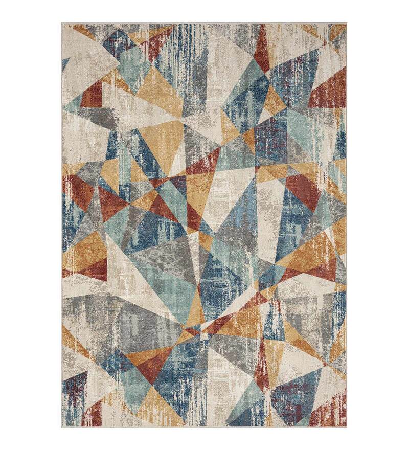 Buy Beige Polypropylene Abstract 4 x 6 Feet Machine Made Carpet By ...