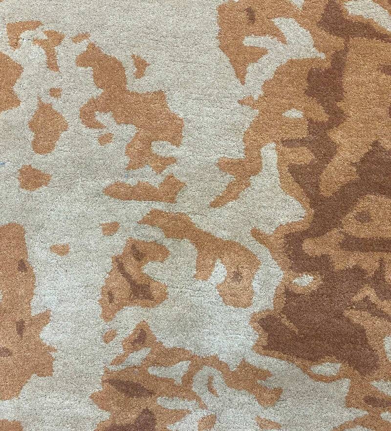 Buy Beige Wool Abstract 8 ft x 10 ft Hand Tufted Carpet by QAALEEN ...