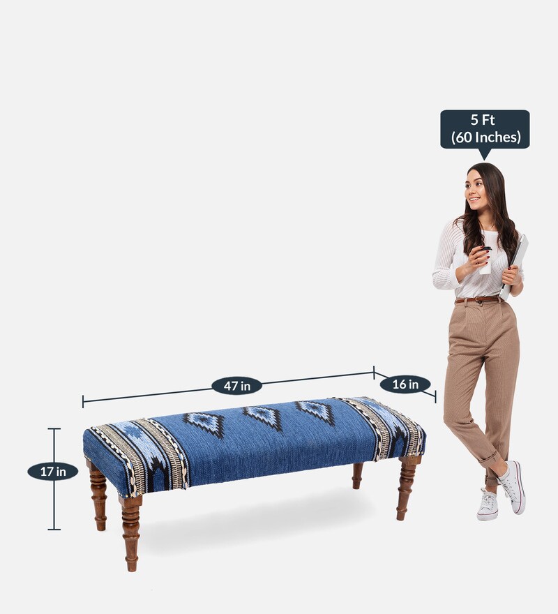 Buy Bench in Blue Colour by Natural Furnish Online - Modern Benches ...