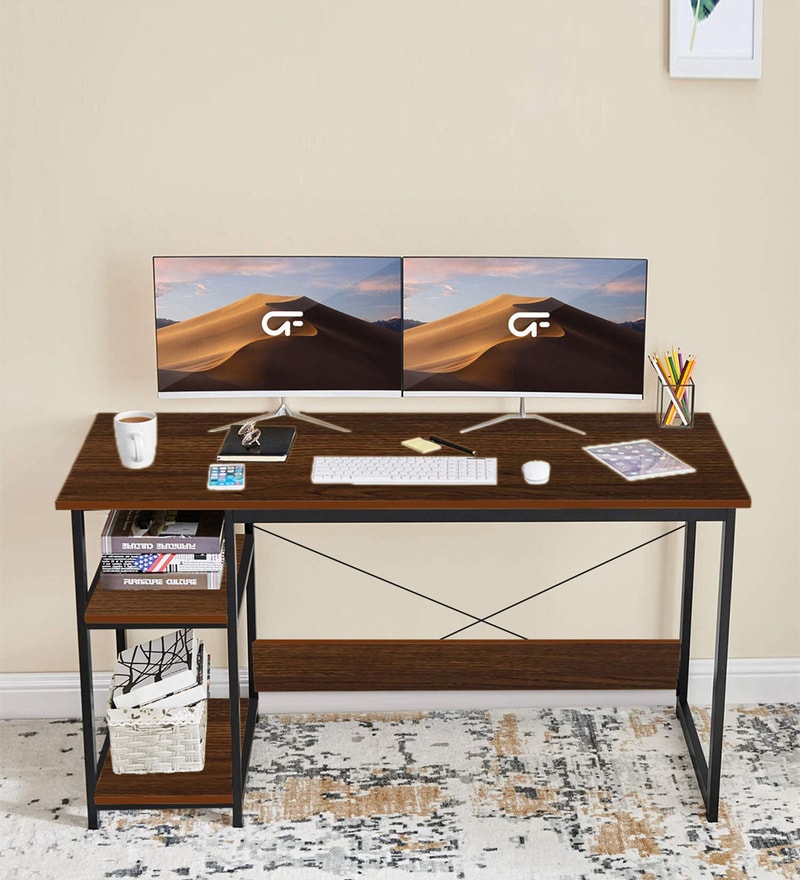 Buy Berlin Computer Table in Oak Brown Finish Online - Computer Tables ...