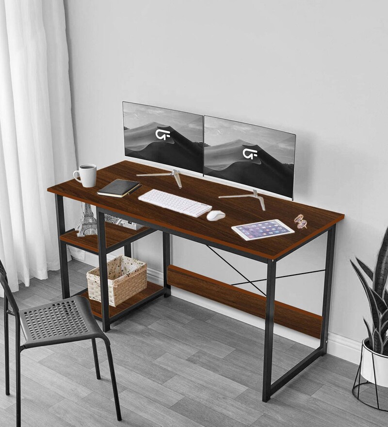 Buy Berlin Computer Table in Oak Brown Finish Online - Computer Tables ...