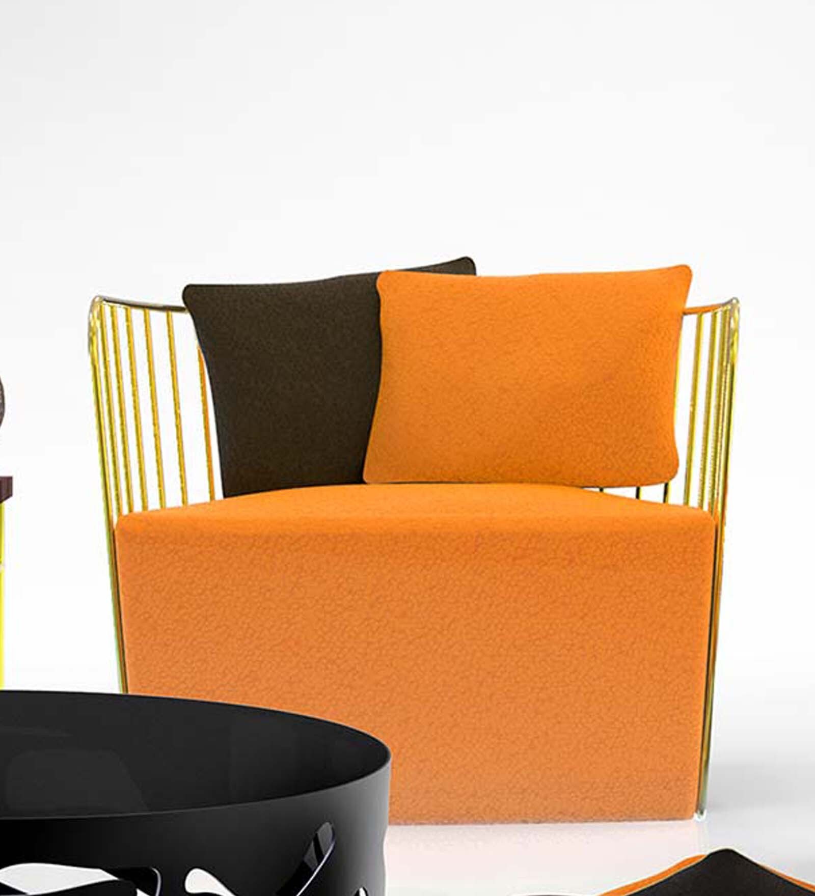 Buy BFF One Seater Orange Sofa in Brass Finish by Bent Chair Online - 1 ...