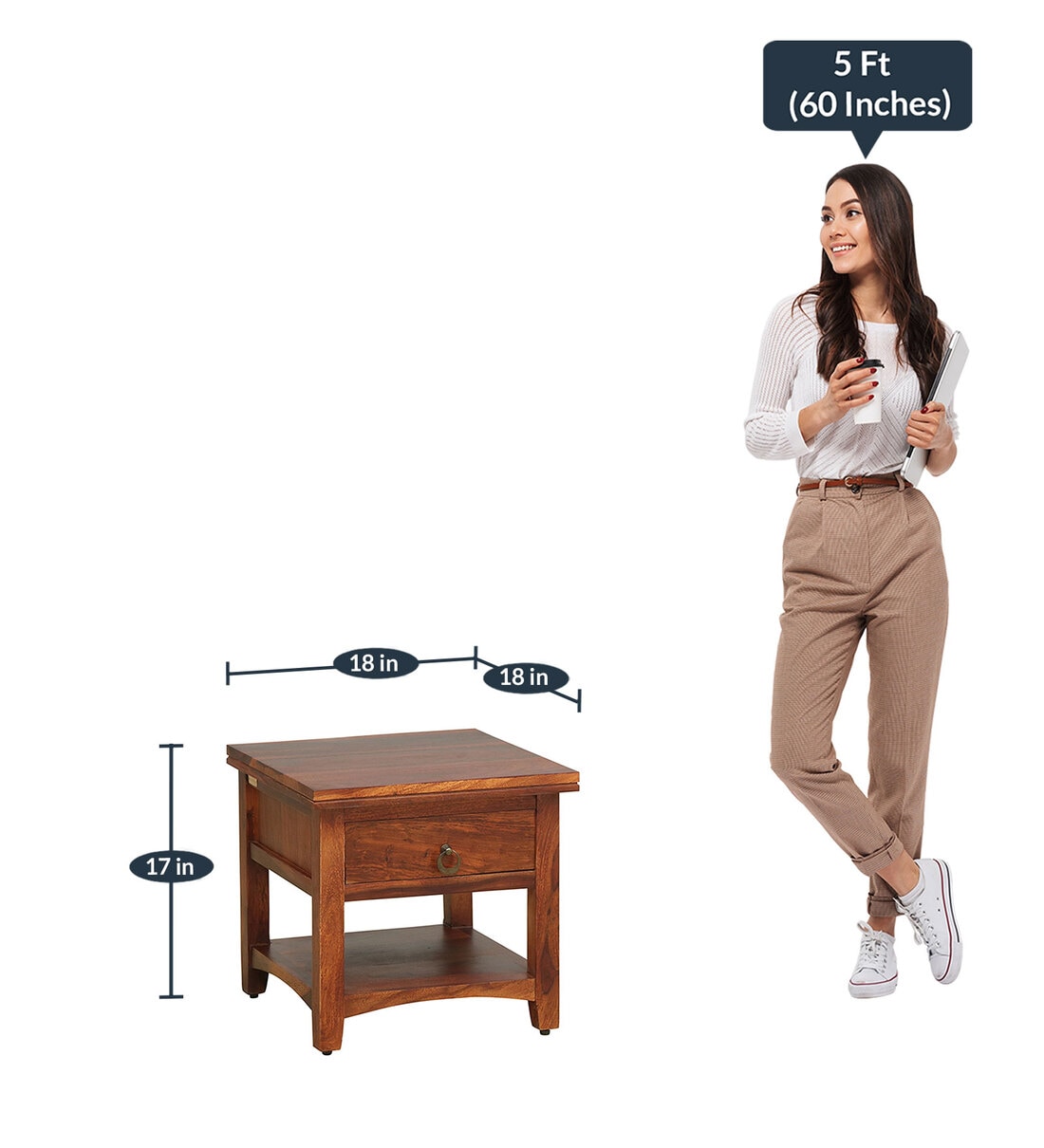 Buy Biscay Solid Wood Bedside Table In Honey Oak Finish By Woodsworth ...