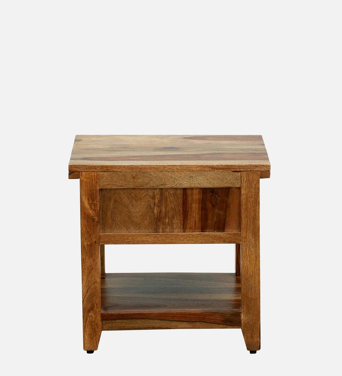 Buy Biscay Sheesham Wood Bedside Table In Rustic Teak Finish With ...