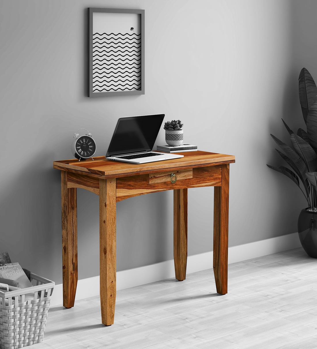 Buy Biscay Sheesham Wood Study Table In Rustic Teak Finish at 4% OFF by ...