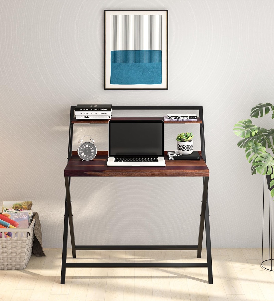 Buy Mexico Metal Foldable Study Table In Provincial Teak Finish at 5% ...