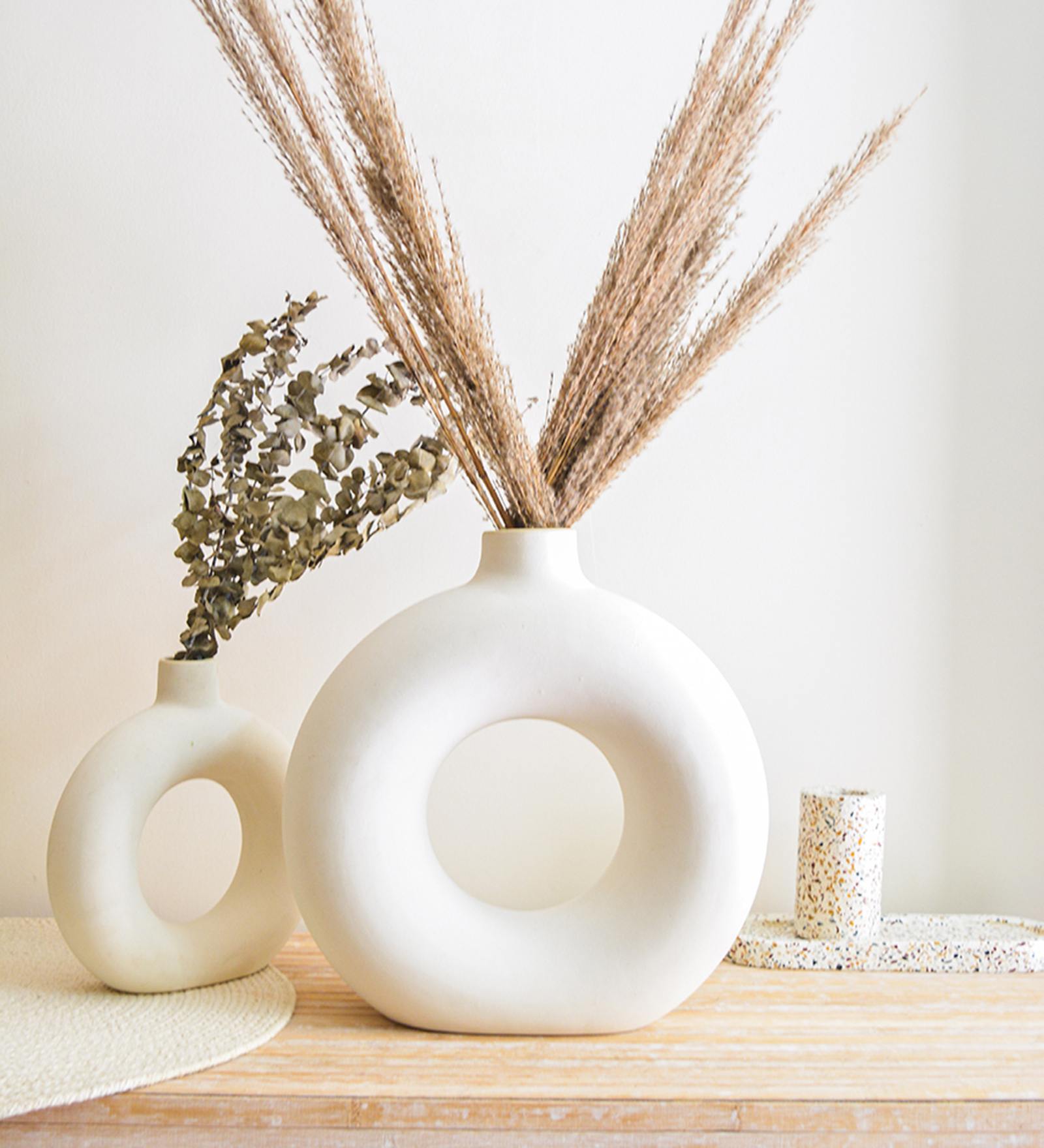 Buy White Stoneware Circular Ring Table Vases By Hollyhock at 36% OFF ...