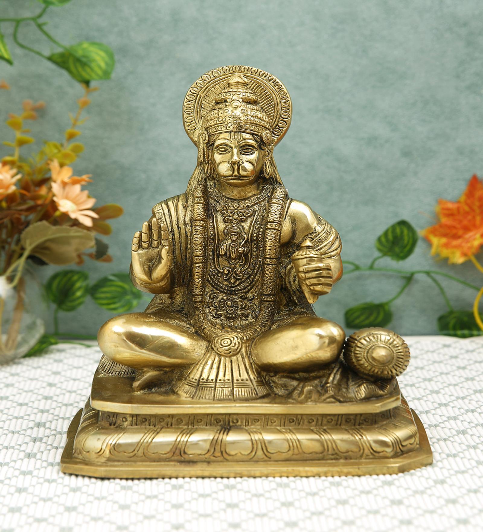 Buy Big Hanuman Gold Brass Idol at 20% OFF by Imli street | Pepperfry