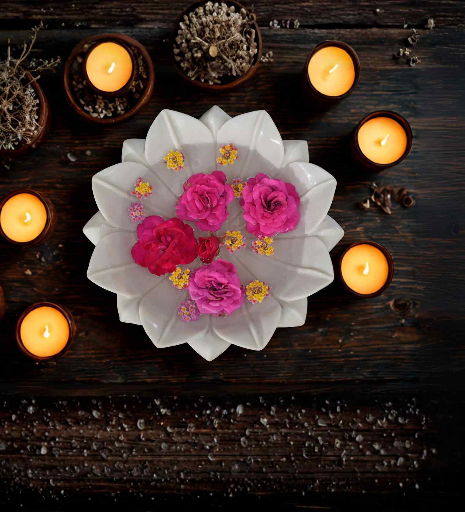 Buy White Big Lotus Urli at 57% OFF by Royaloak | Pepperfry