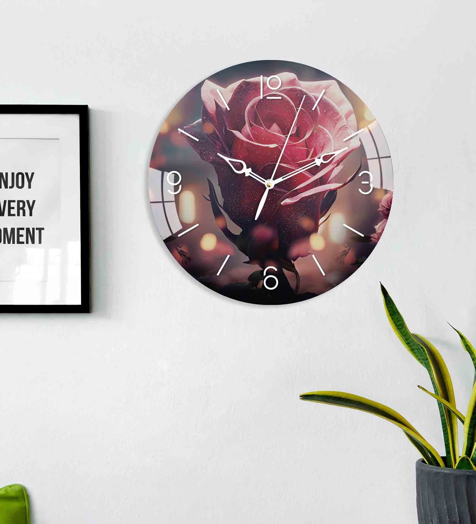 Buy Big Red Rose Acrylic Wall Clock at 24% OFF by The Next Decor ...