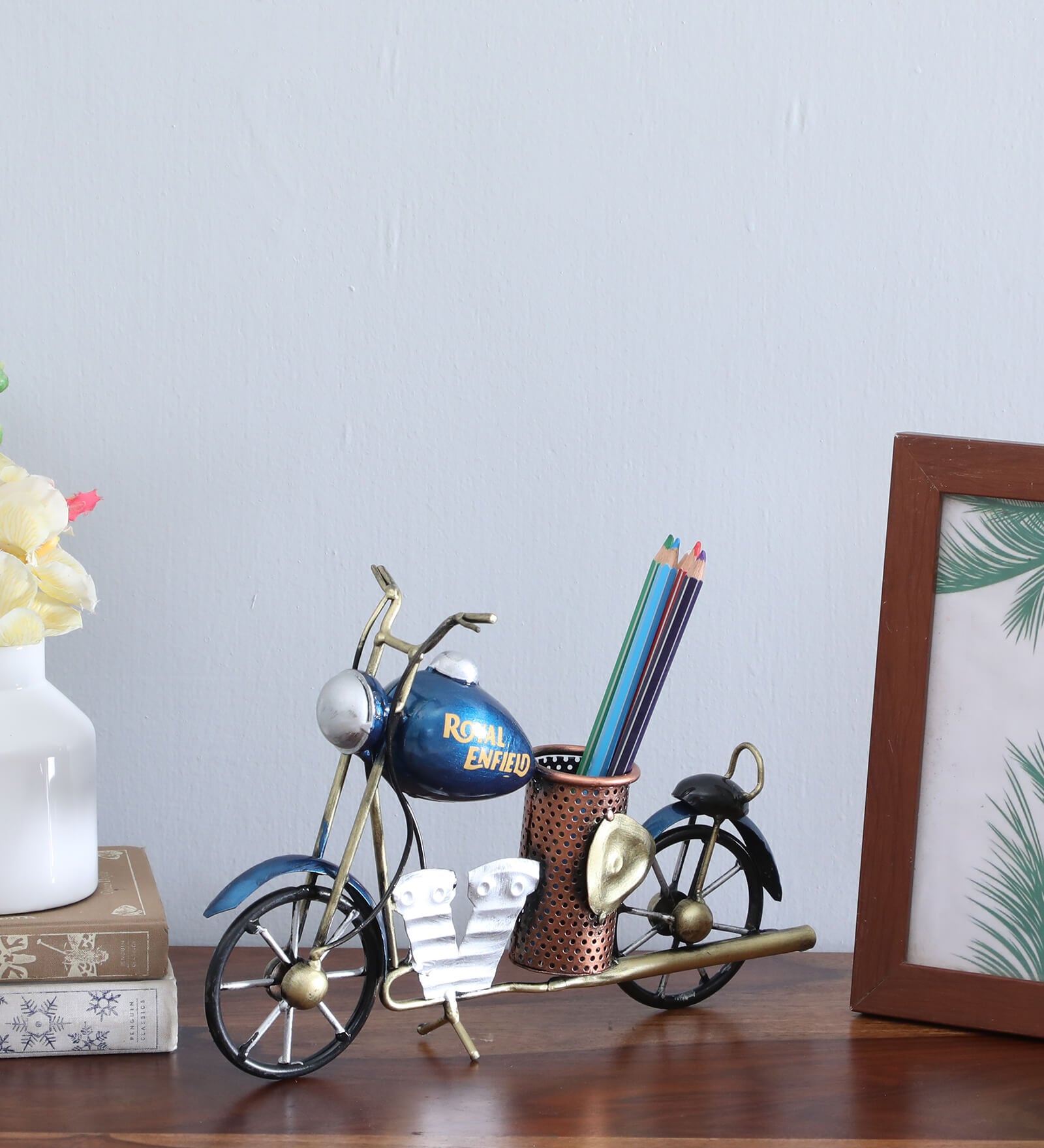 Buy Bike Multicolour Metal Pen-Stand at 25% OFF by Decorum | Pepperfry