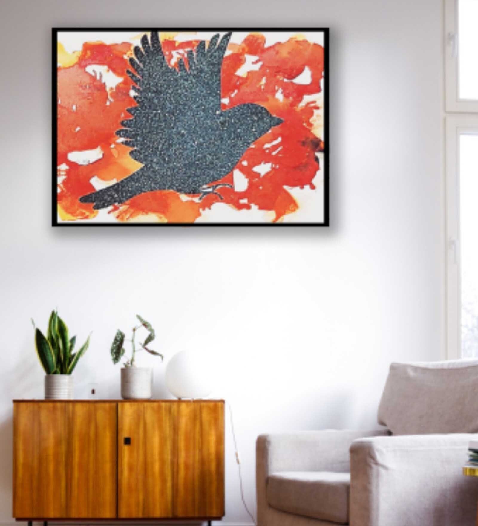 Buy Bird Ink Art On Nara Paper Made By Artist M.Mithun By Atypical ...