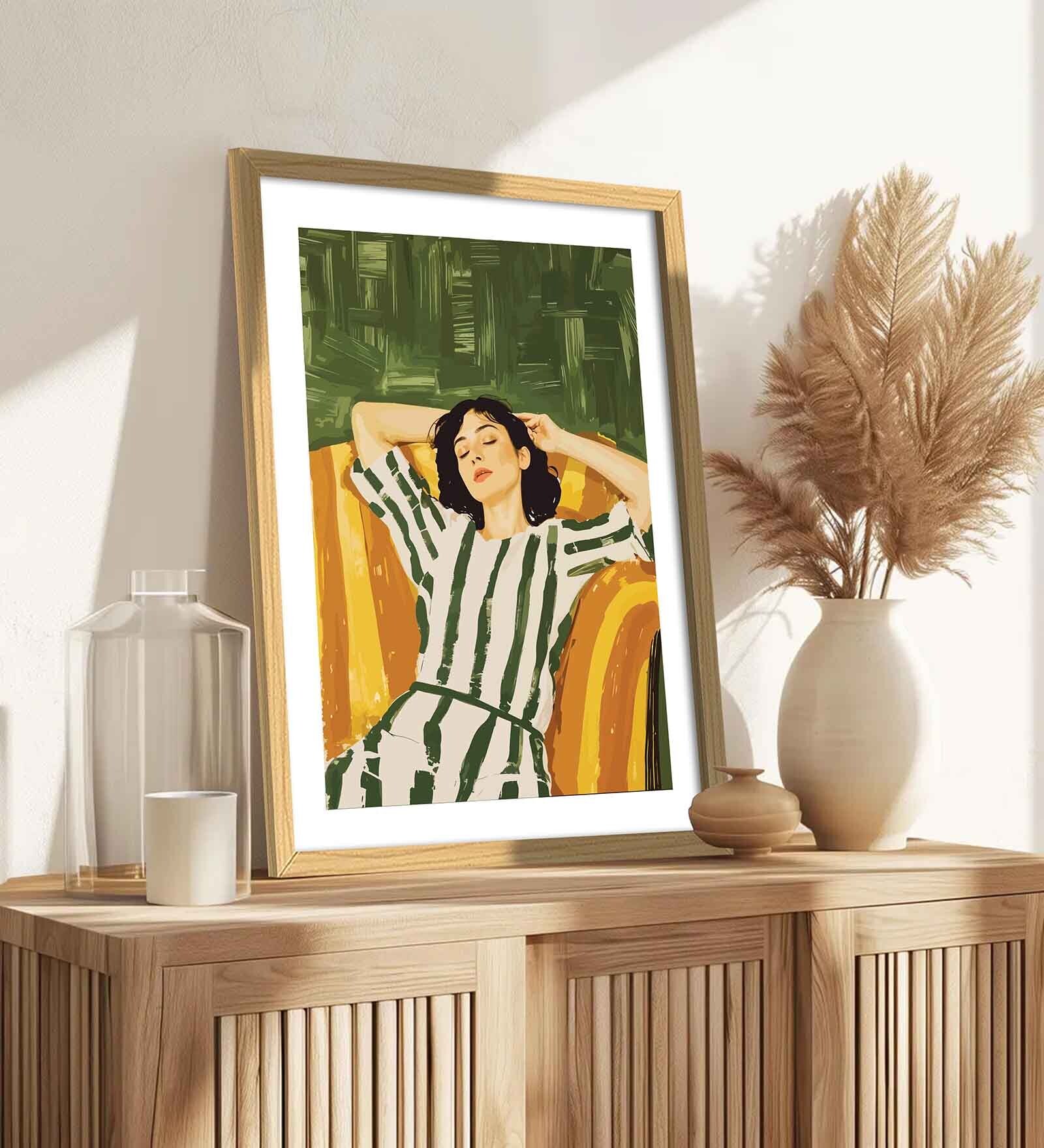 Buy 23 Inches Resting Lady Wood Framed Wall Art Painting at 77% OFF by ...