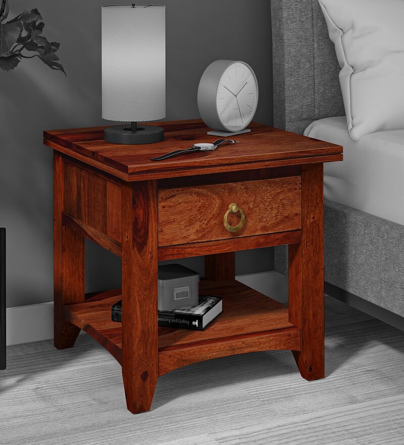 Buy Biscay Solid Wood Bedside Table In Honey Oak Finish By Woodsworth ...