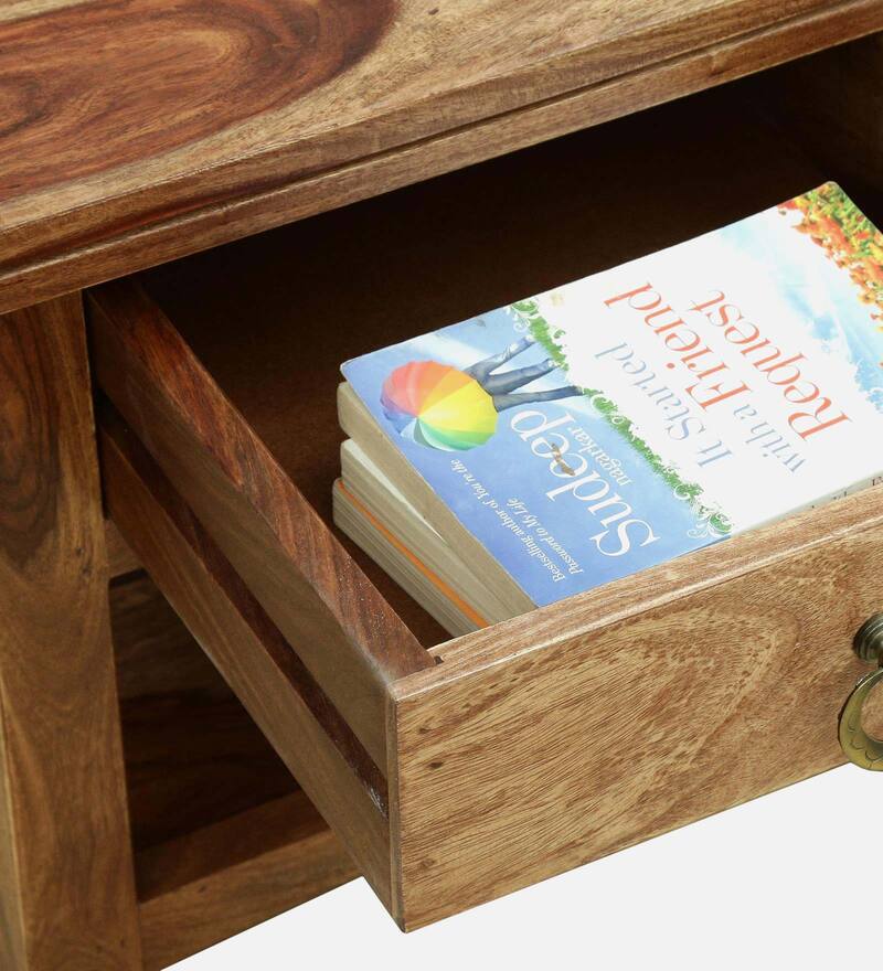 Buy Biscay Sheesham Wood Bedside Table In Rustic Teak Finish With ...