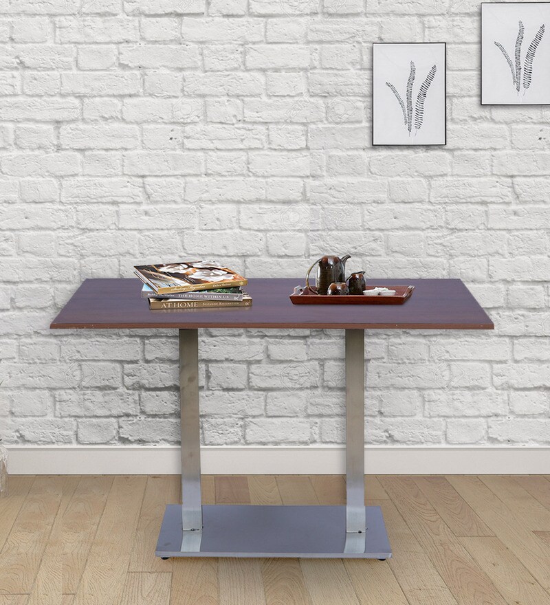 Buy Bistro Rectangle Outdoor Coffee Table in Walnut Finish & Silver ...