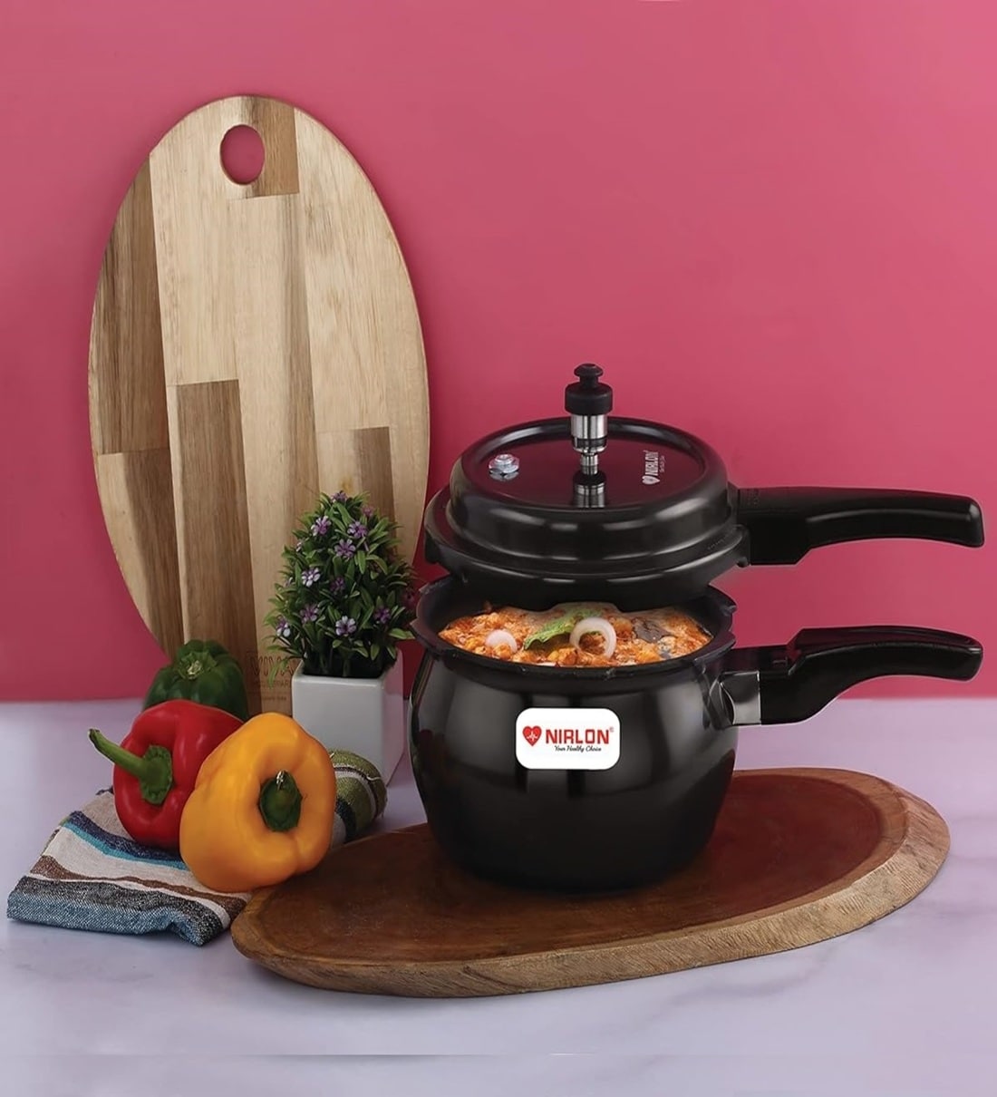 Buy Black 3 Ltrs Induction Base Hard Anodized Aluminium Outer Lid Handi ...