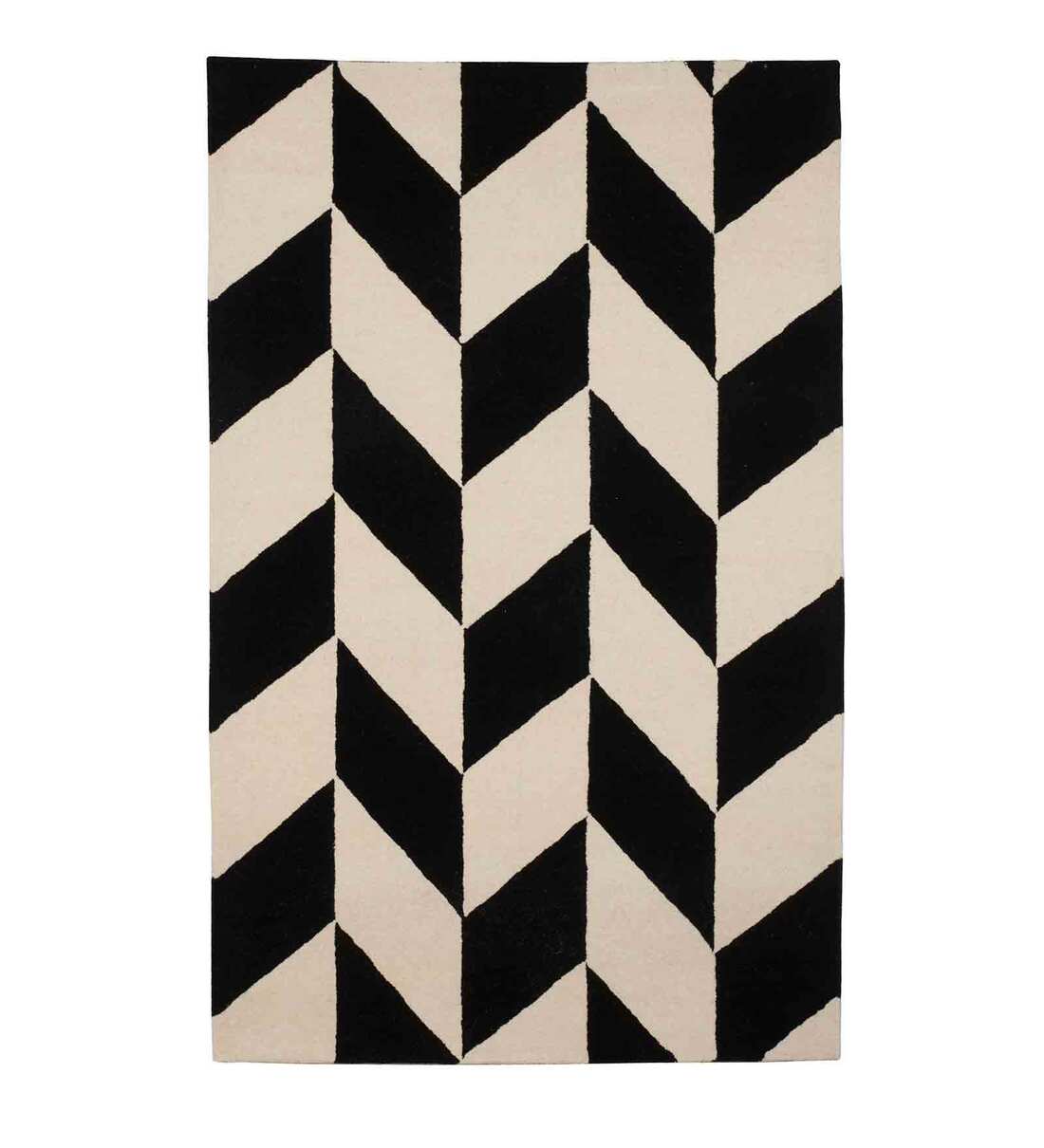 Buy Black And White Wool Abstract 4 x 6 Feet Hand Tufted Carpet by ...