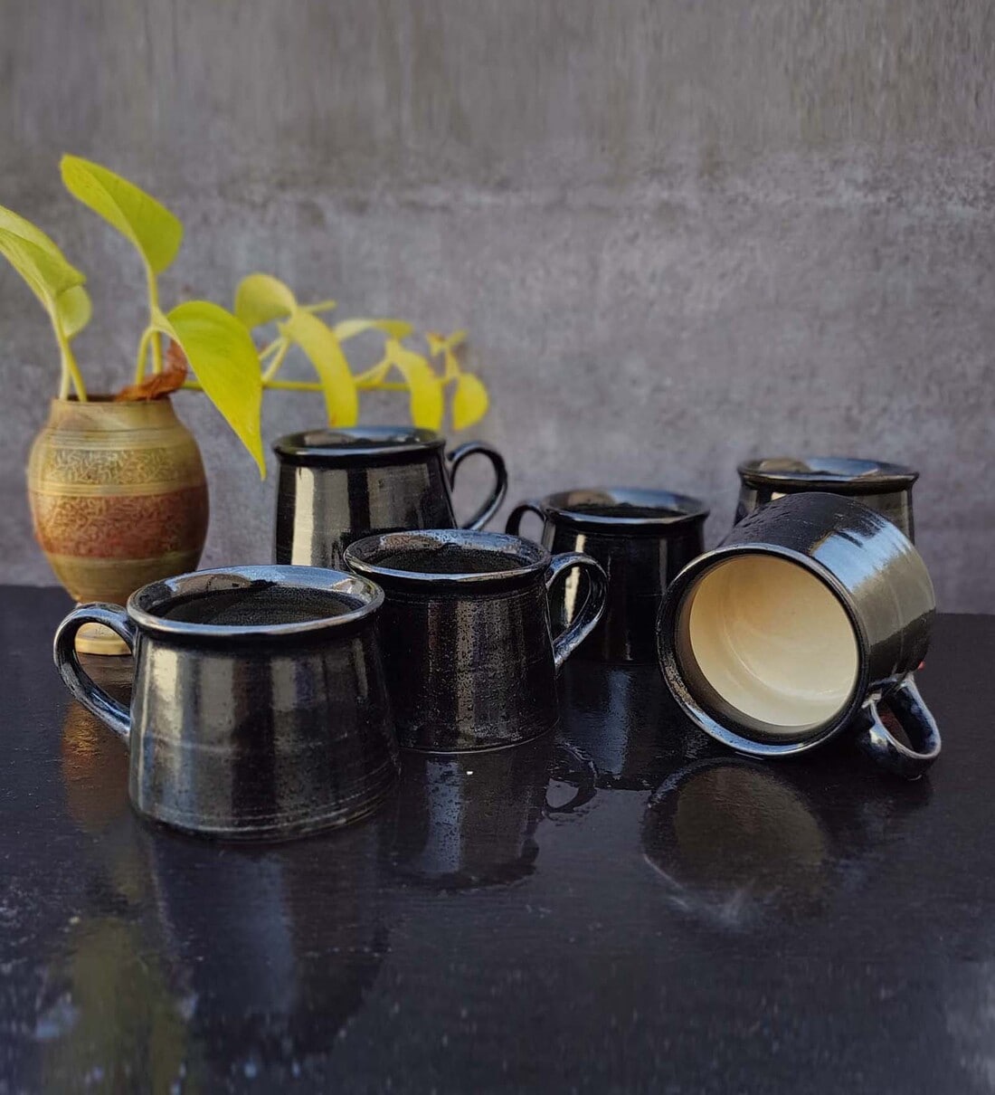 Buy Mac 120ml Black (Set of 6) Ceramic Tea Cup at 47% OFF by Clay Karma ...