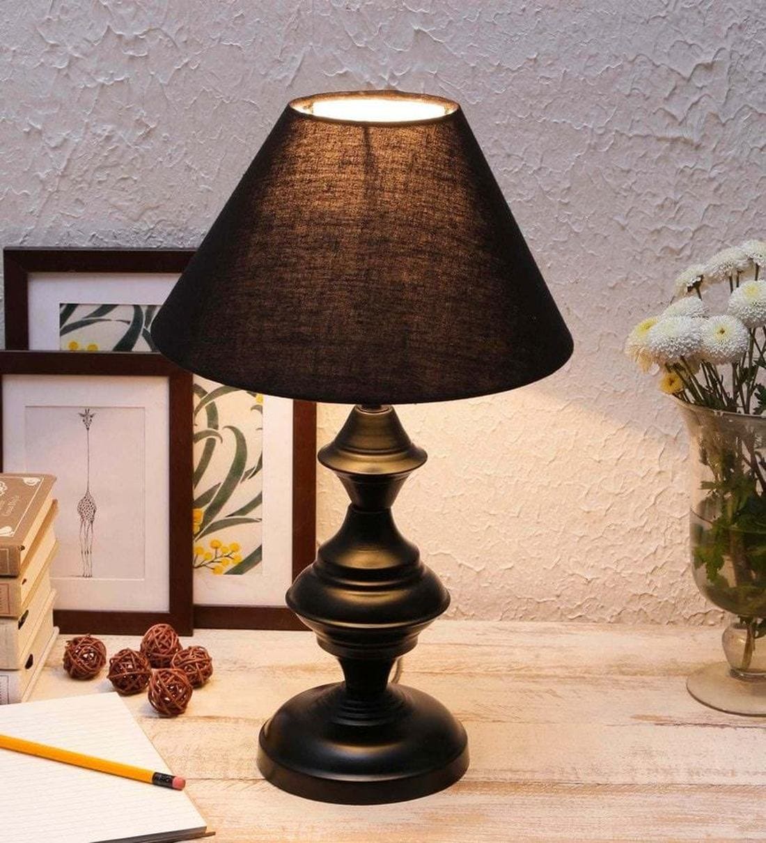 Buy Black Cotton and Stiffener Table Lamp by New Era at 61% OFF by New ...