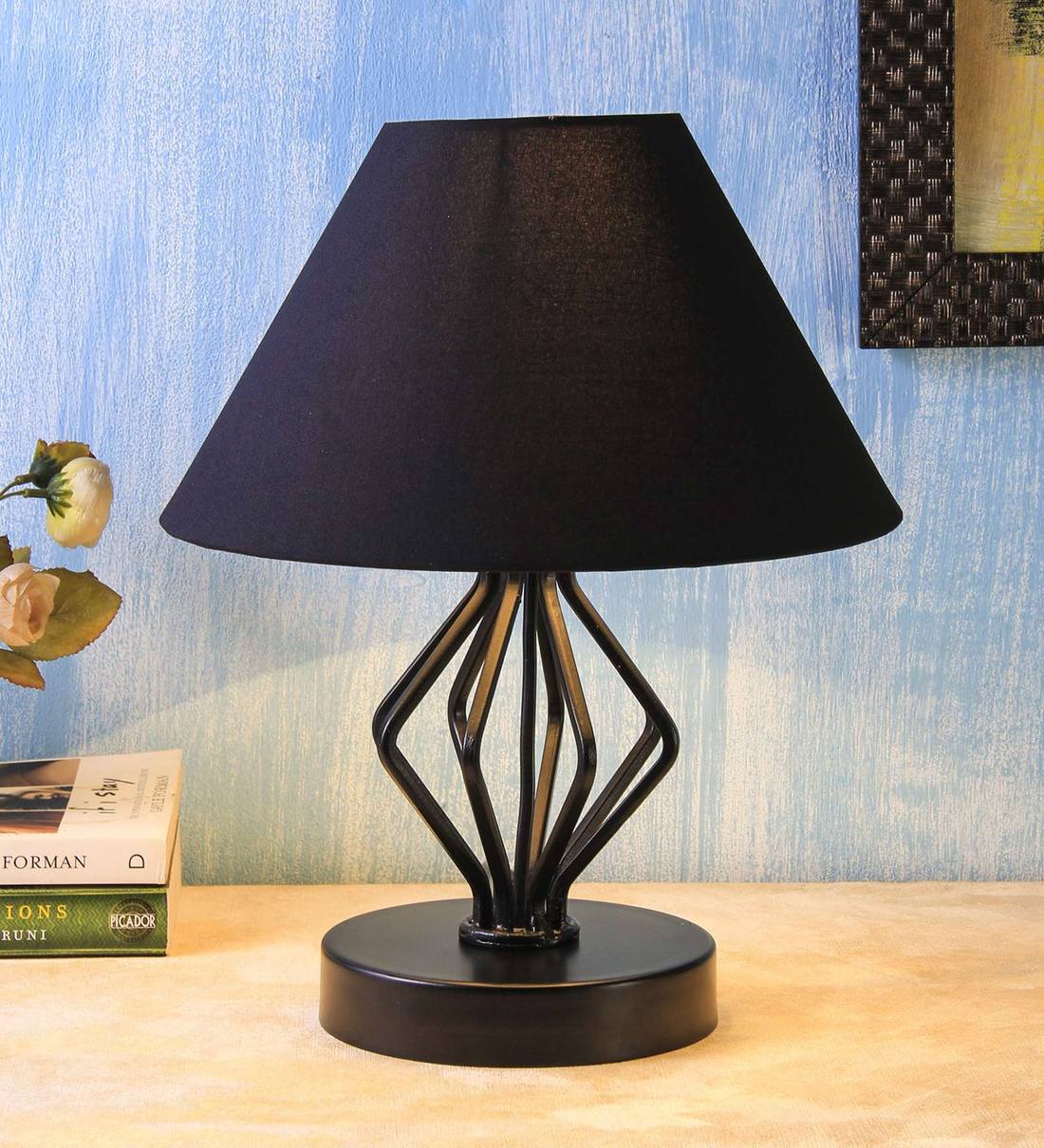 Buy Black Cotton Shade Table Lamp with Black Base at 52% OFF by New Era ...