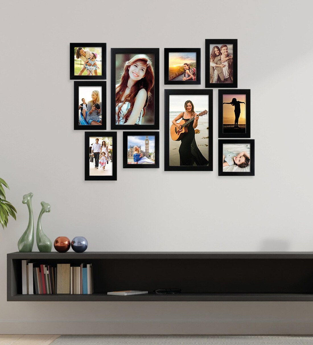Buy Set of 10 Black Engineered Wood Collage Photo Frames at 9% OFF by ...
