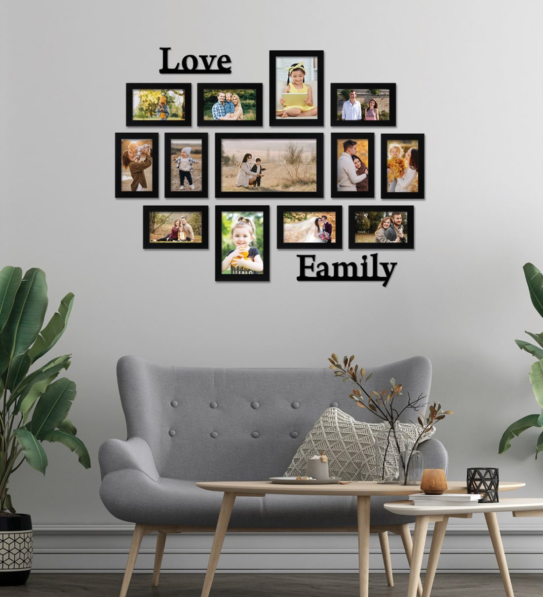 Buy Love and Family Plaque Set of 13 Black-Engineered Wood Collage ...