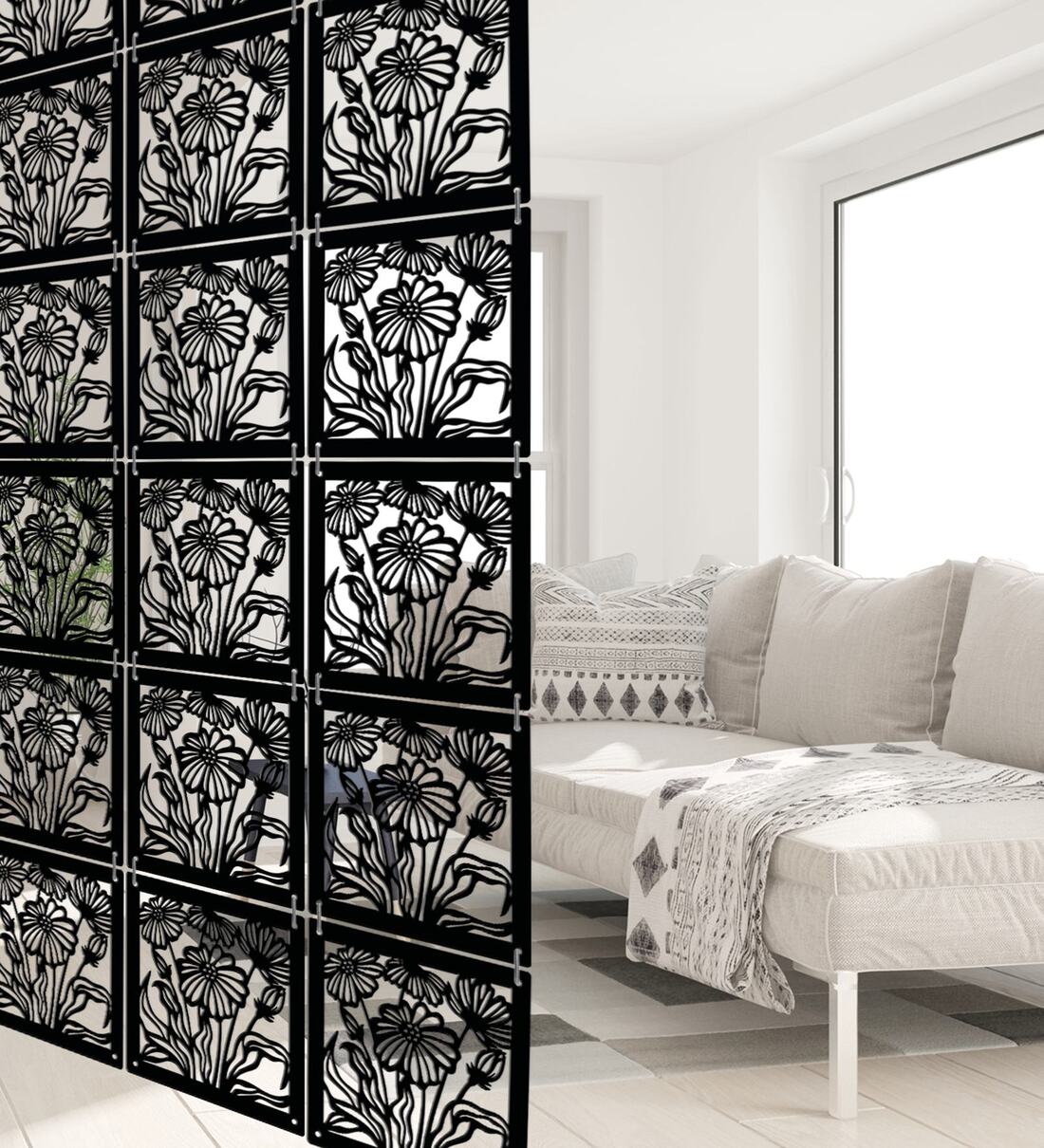 Buy Black Engineered Wood Wall Hanging Room Divider Panel at 26% OFF by ...