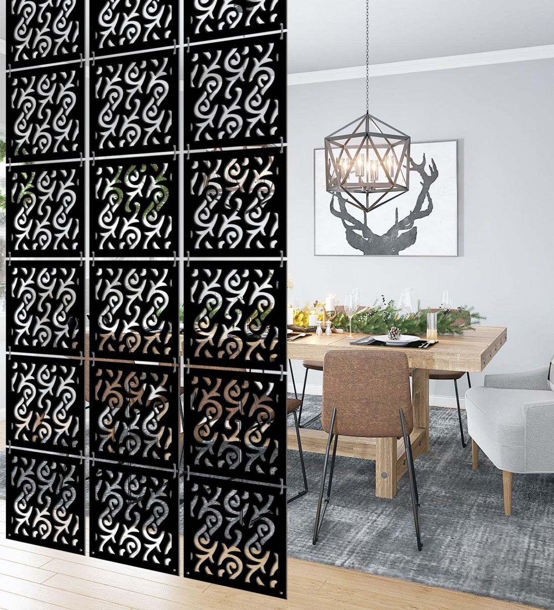Buy Black Engineered Wood Set of 12 Blocks Hanging Screen & Dividers by ...