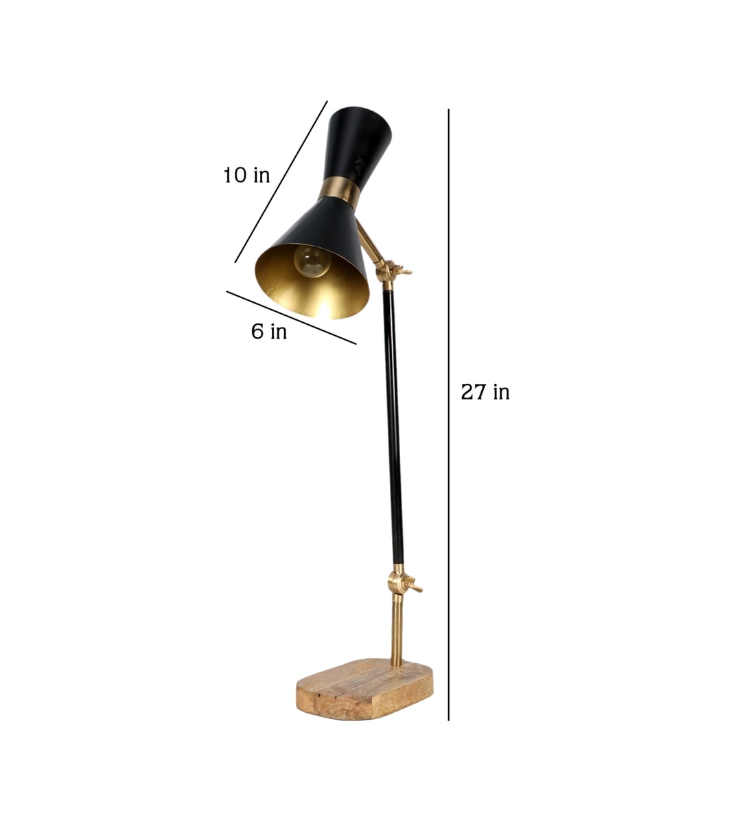 Buy Black Iron Shade Study Lamp With Black & Brass Base By Sapphire ...