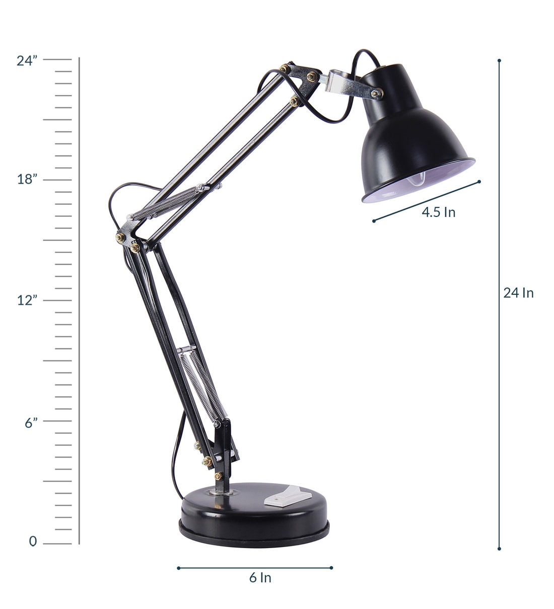 Buy Arc Black Study Lamp With Metal Base By Tu Casa Online - Work and ...