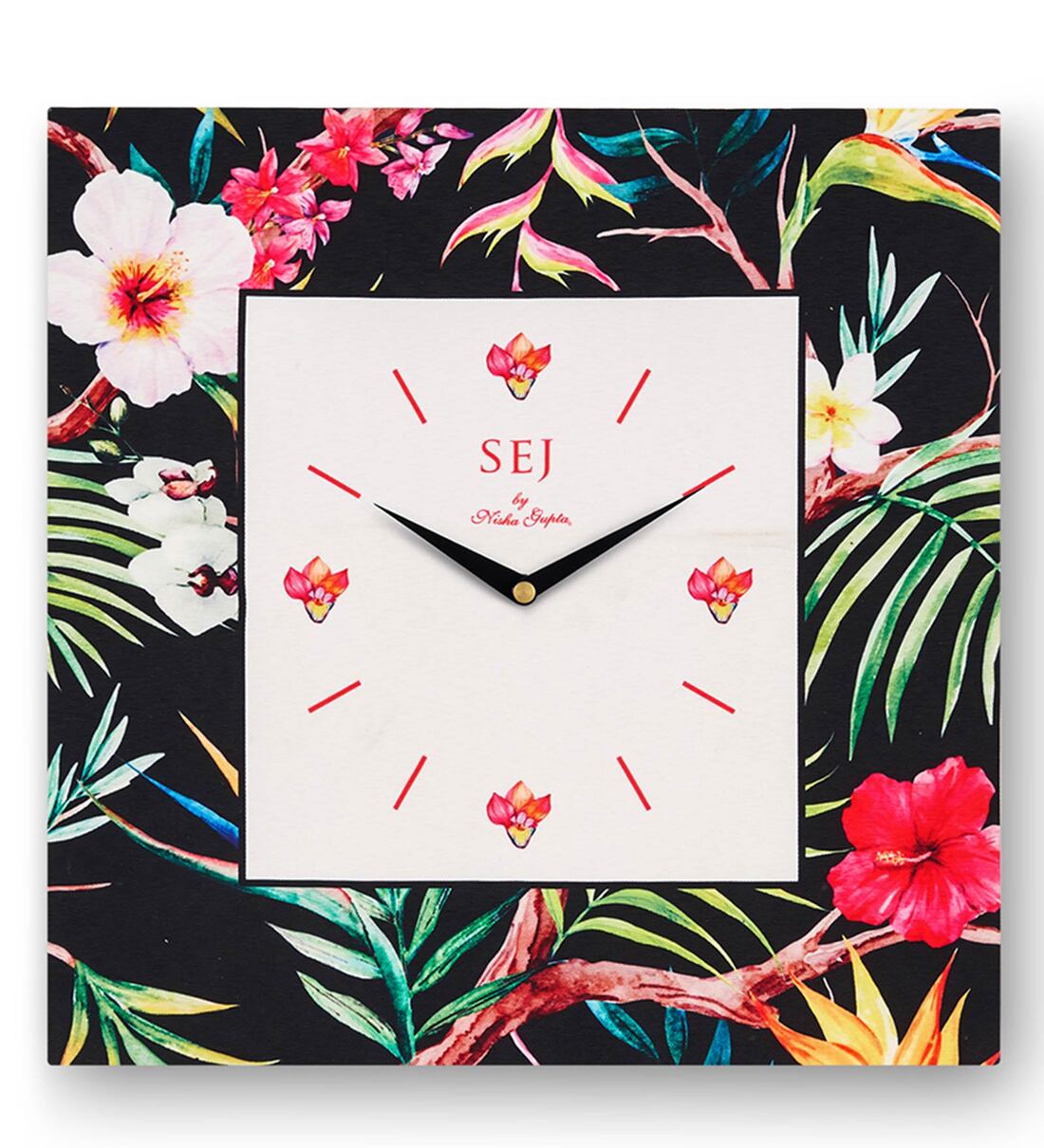 Buy Black MDF Framed Analog Wall Clock by SEJ by Nisha Gupta Online ...