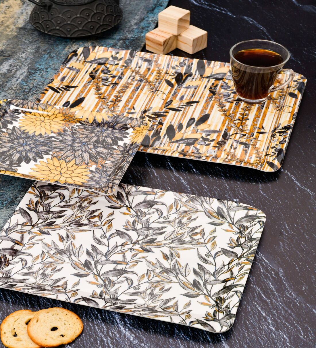 Buy Contemporary Melamine Serving Tray (Set of 3) by Goodhomes at 39% ...
