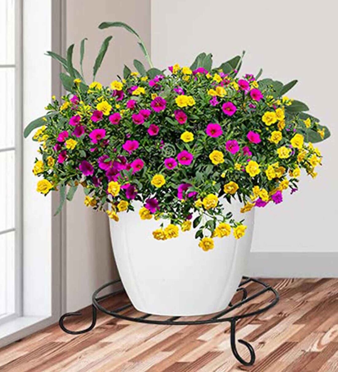 Buy Black Metal Round Shape Planter Stand Set Of (2) by Kraft Seeds at ...