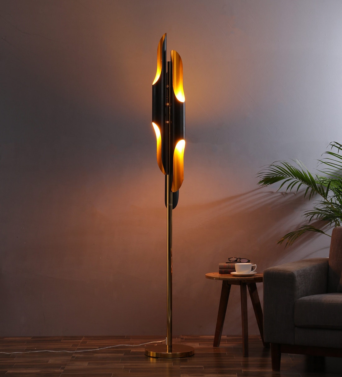 Buy Black Metal Shade Floor Lamp with White Base by Stello at 34% OFF ...