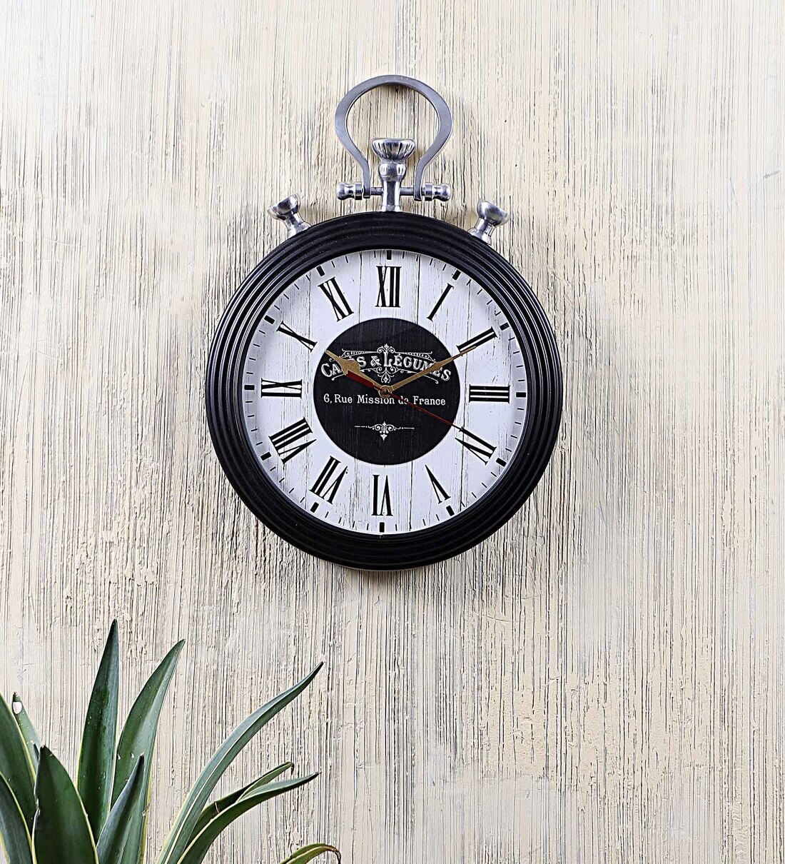 Buy Black Metal Roman Dial Antique Nickel Hook Design Vinatge Wall ...