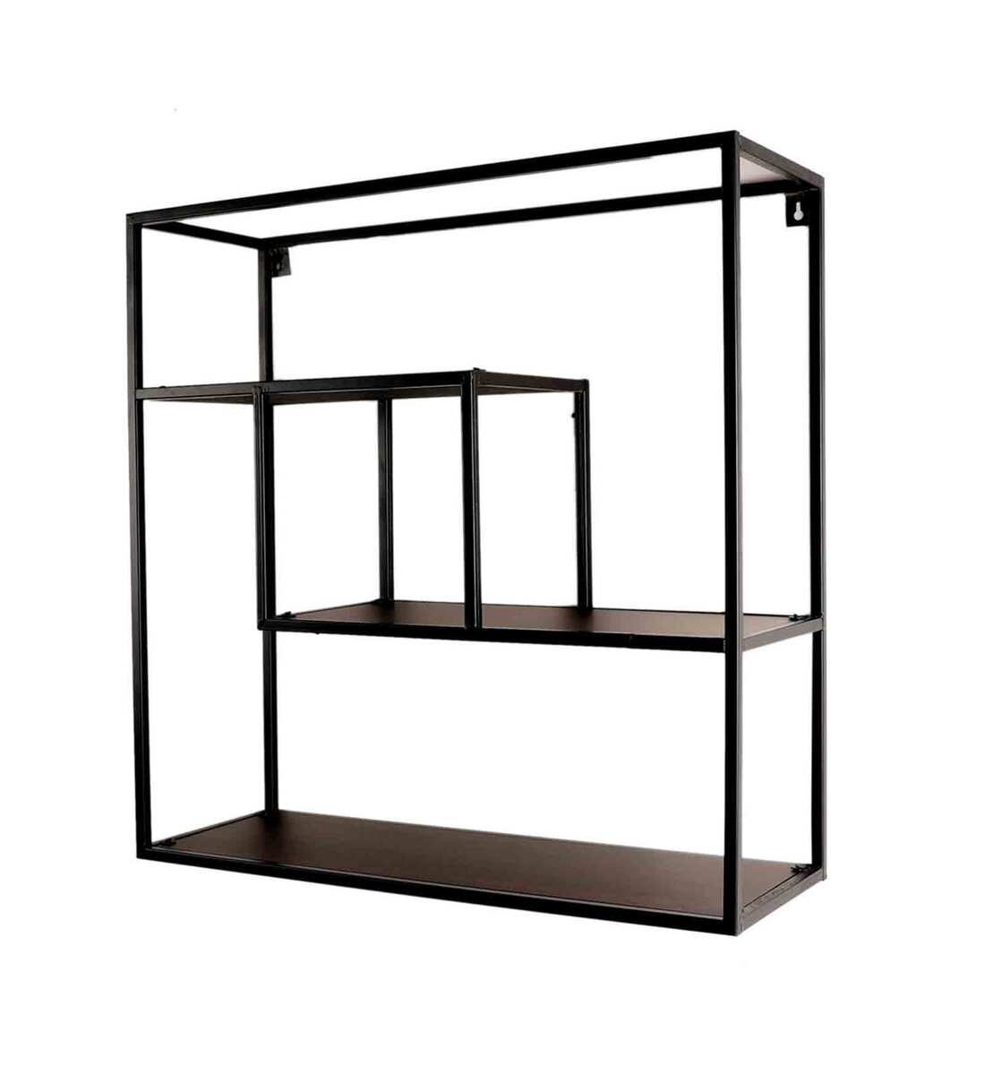 Buy Black Metal Square Wall Shelf By Pristine Interiors Online - Modern ...