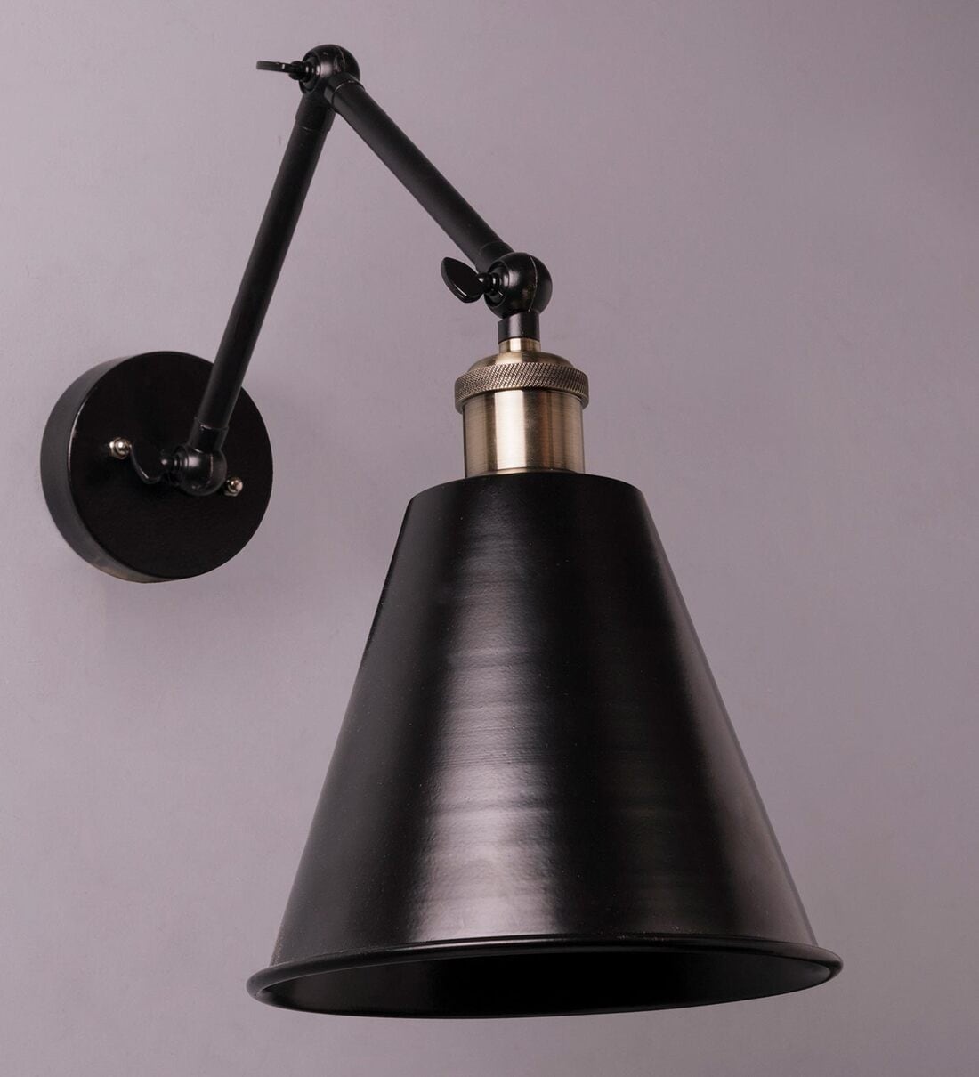 Buy Black Metal Wall Light Guard Shade Antique Gold By Homesake Online ...