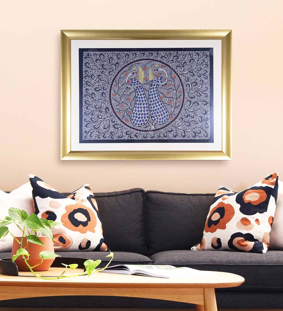 Buy Peacock Divine Love Original Handmade Madhubani Painting by Art ...