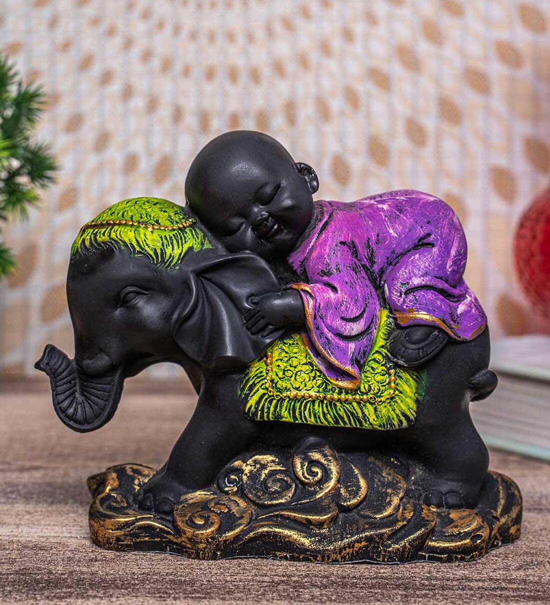 Buy Black Purple Polyresin 6.2 Inches Monk Idol Statue Online - Human ...