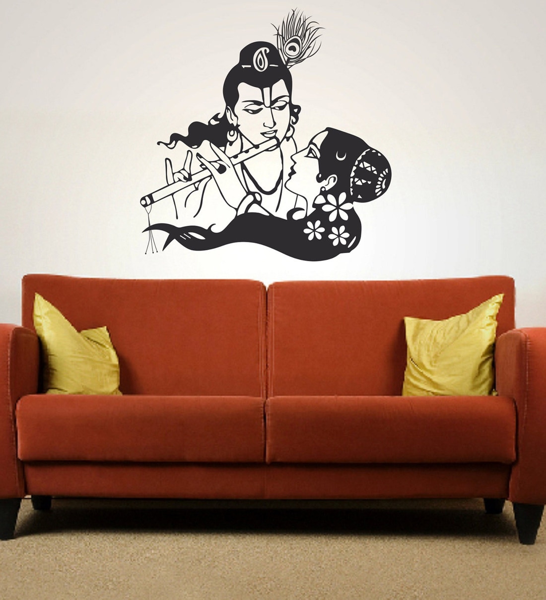 Buy Black PVC Vinyl God Radha Krishna Wall Sticker by Print Mantras ...