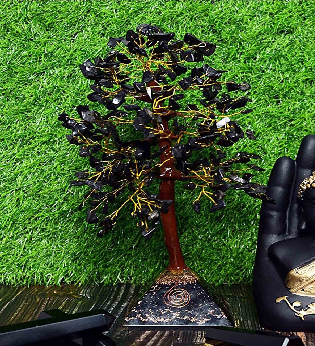 Buy Black Quartz Stone Fortune Crystal Tree Showpiece by Muren Online ...