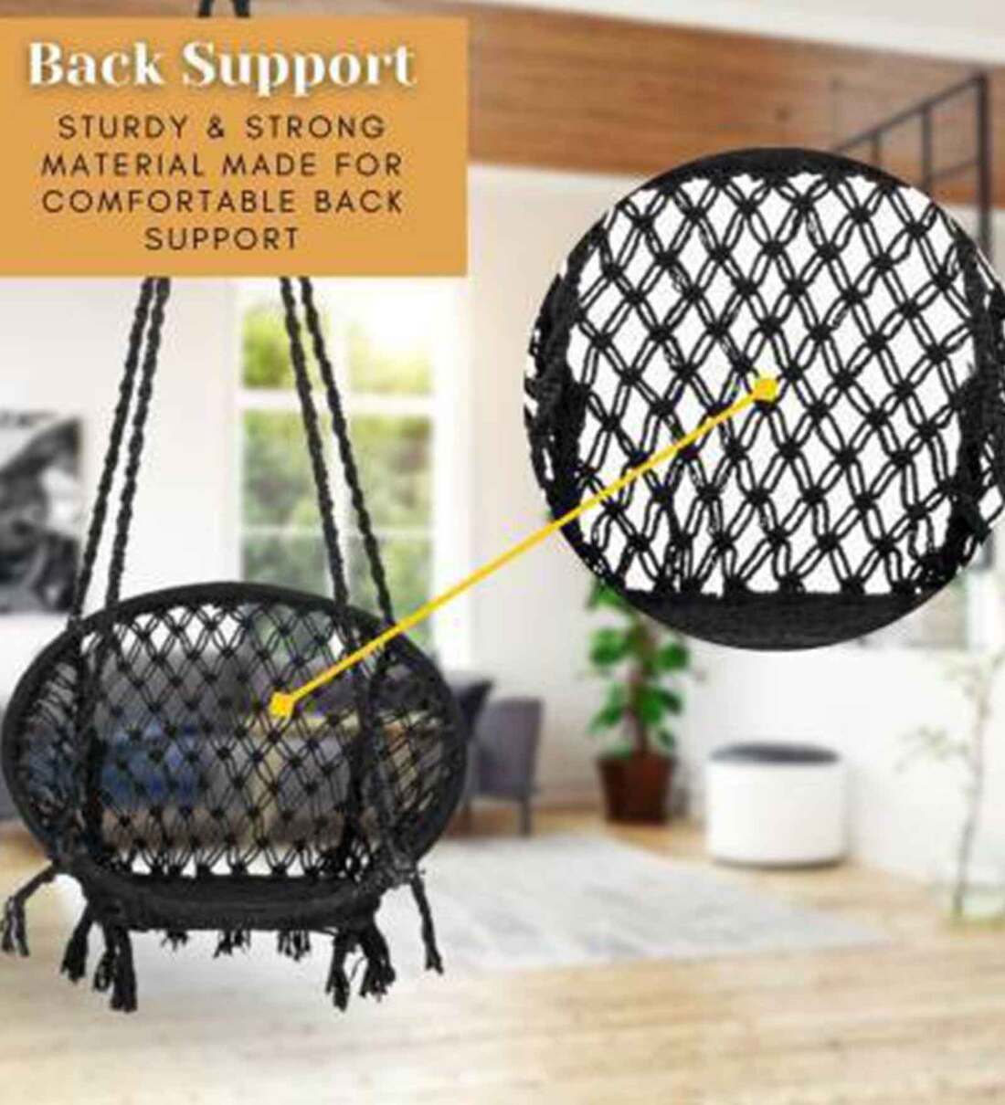 Buy Round Fabric Swing in Black with 2 Chairs by Swingzy Online ...
