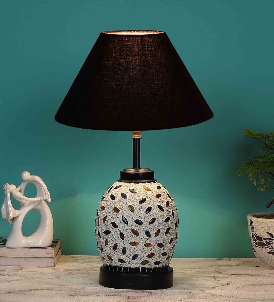 Buy Black Shade Table Lamp With Shade Table Lamp With Glass Base By New ...