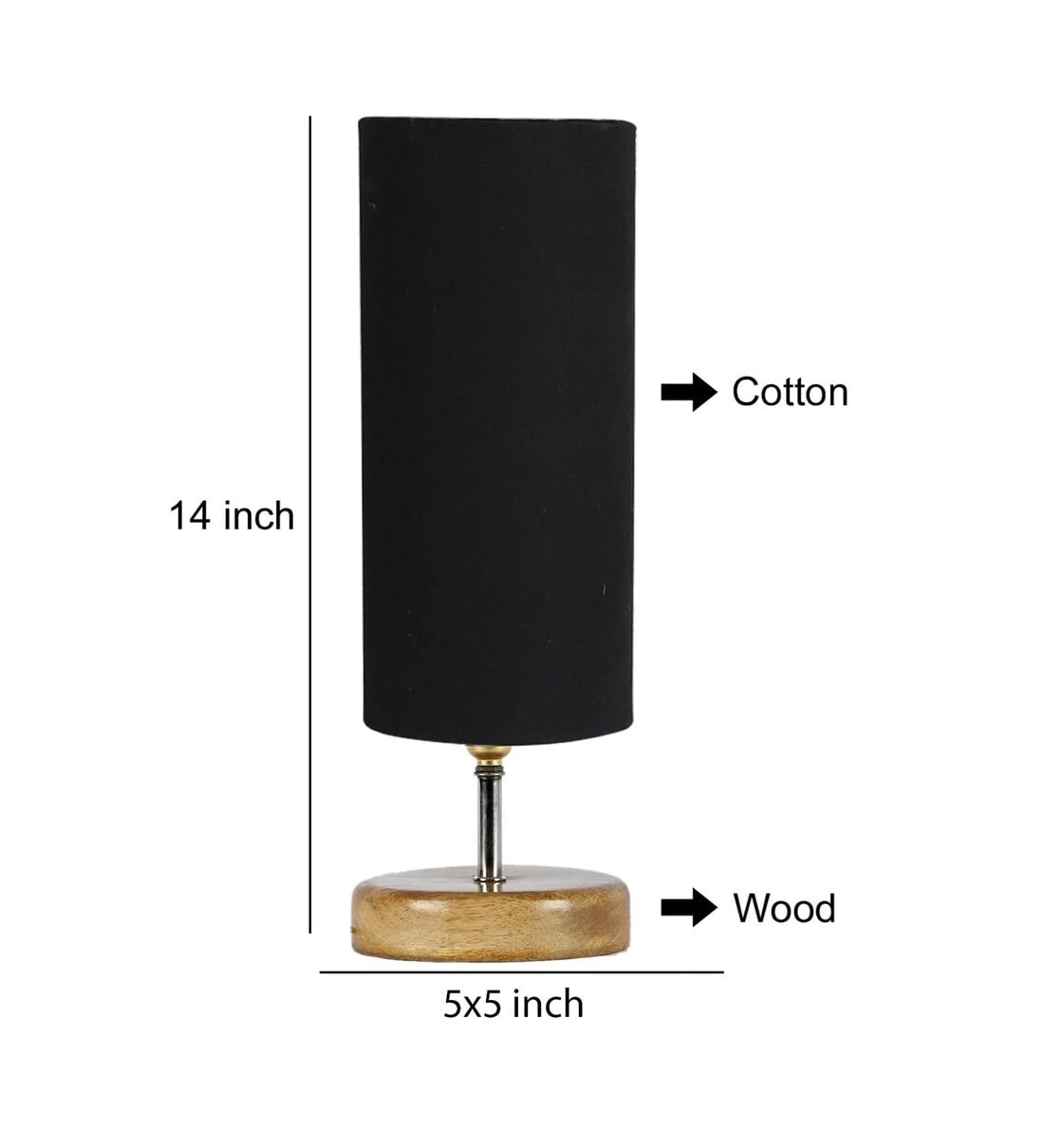 Buy Black Shade Table Lamp With Wood Base By New Era Online - Column ...