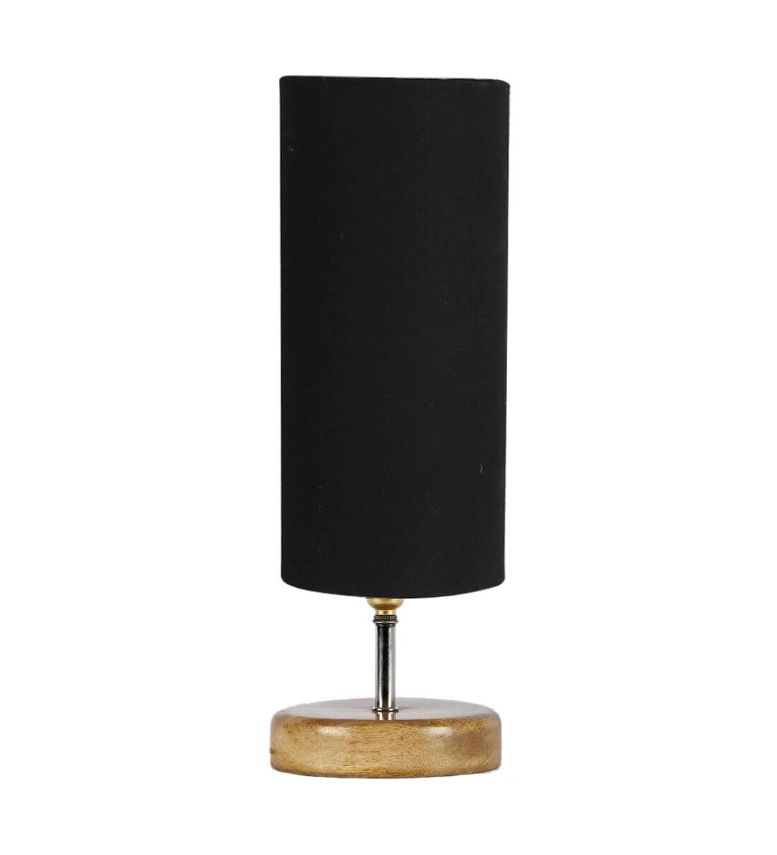 Buy Black Shade Table Lamp With Wood Base By New Era Online - Column ...