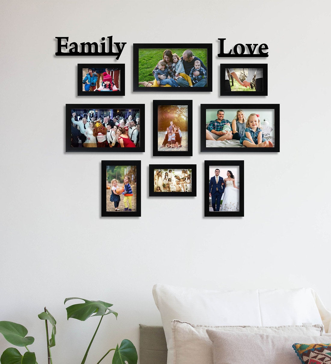 Buy Family & Love Set Of 08 Black Synthetic Wood Collage Photo Frames ...