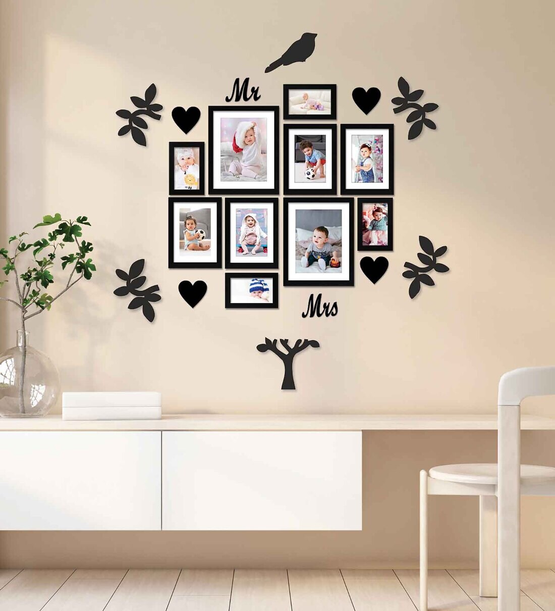 Buy Black Synthetic Wood Set Of 10 Collage-Photo Frames at 3% OFF by ...