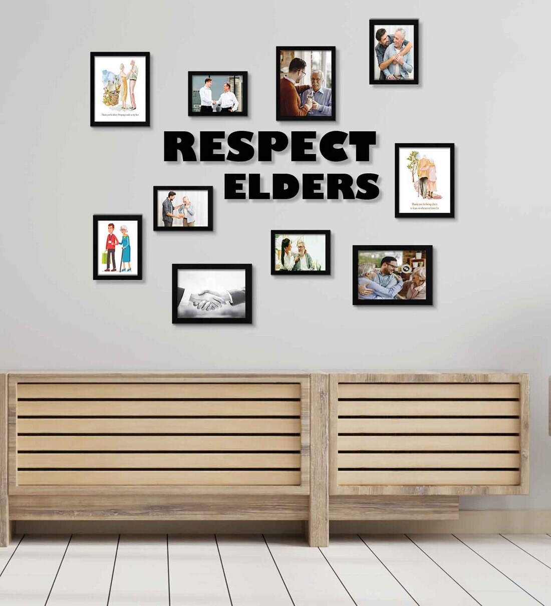 Buy Black Synthetic Wood Set Of 10 Collage-Photo Frames at 3% OFF by ...