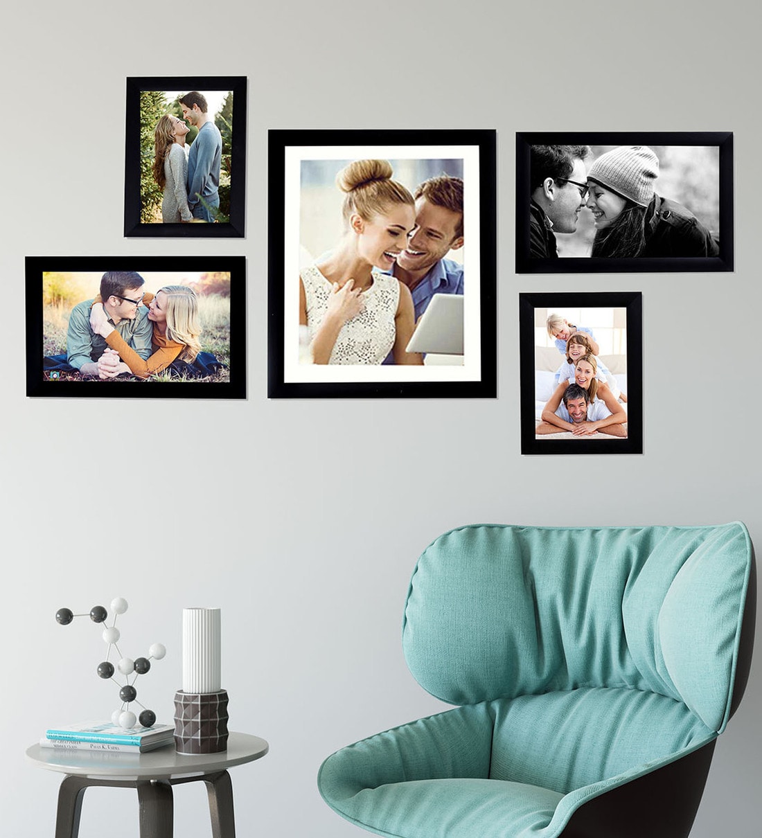 Buy Black Wood Collage Photo Frames - Set of 5 by Art Street Online ...